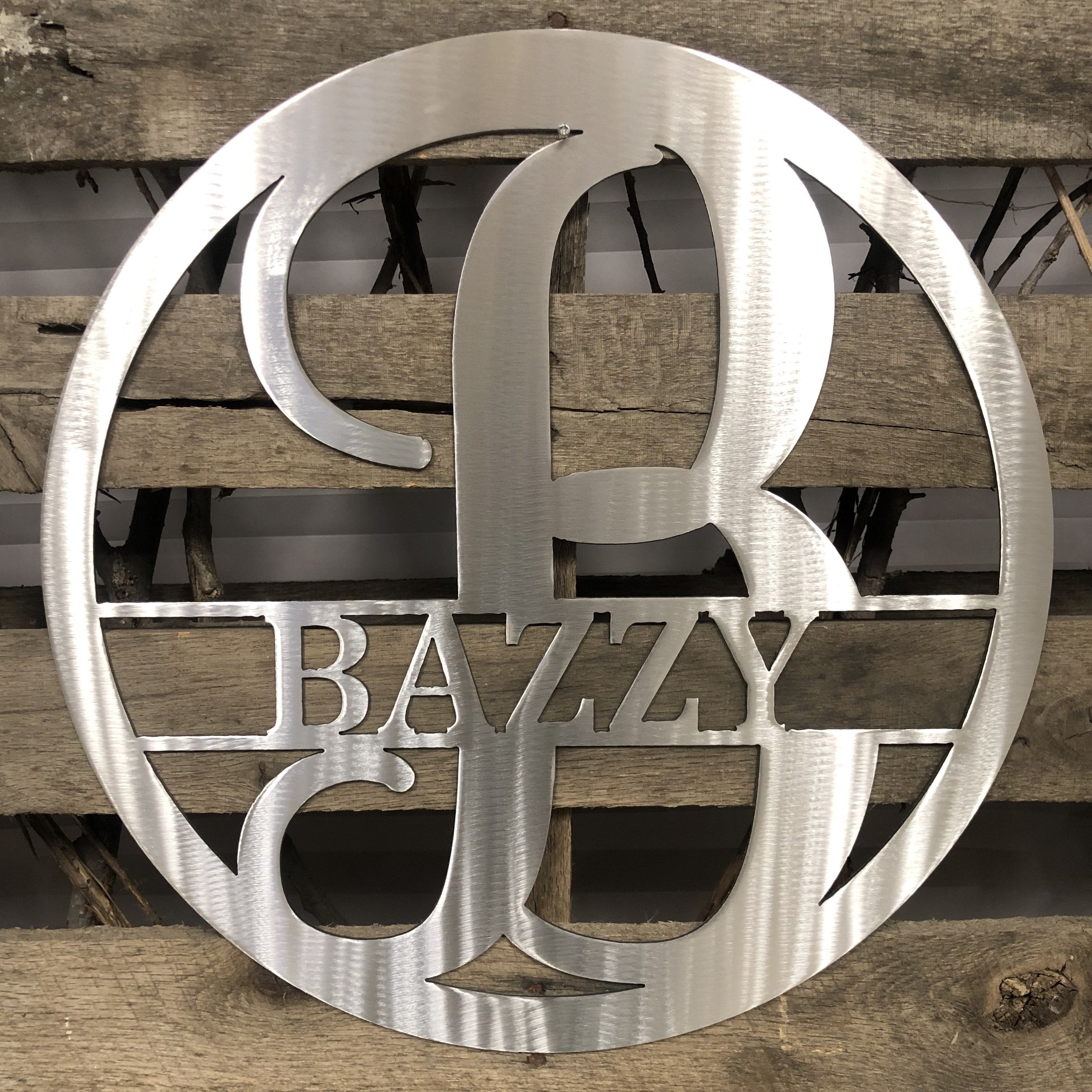 Circle Split Letter Monogram - Michigan Metal Artwork
