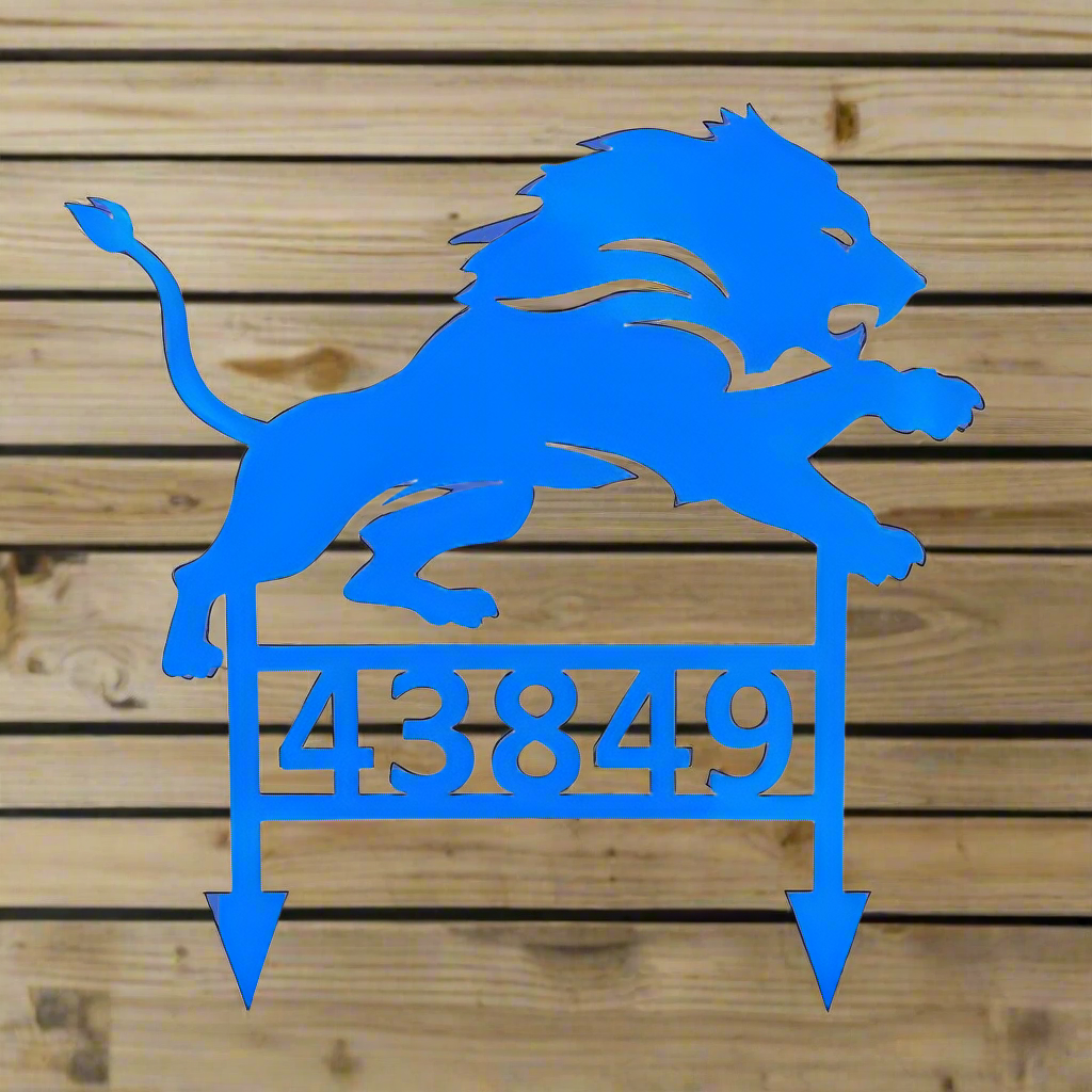Detroit Lions Metal Yard Art & Custom Address Sign